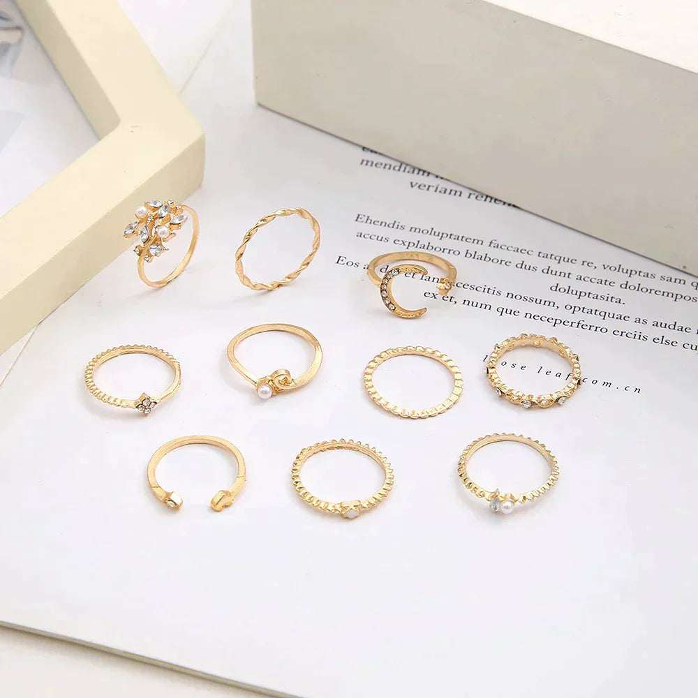 10 Pack of Bohemian Silver & Gold Rings – Whistler Boutique
